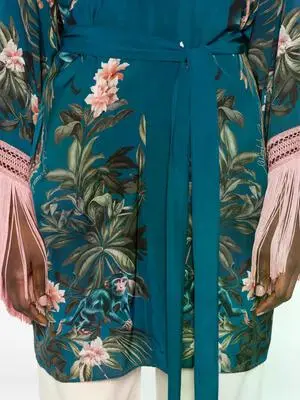 MAZZEI Fringe-trimmed Floral-print Oversized Coat