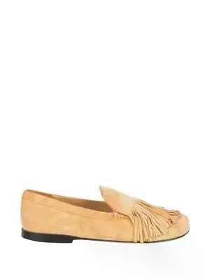 JVAM Suede Loafers With Fringe Trim - Neutrals