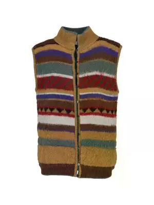 ENRICO COVERI VINTAGE Striped Knitted Waistcoat - Neutrals
