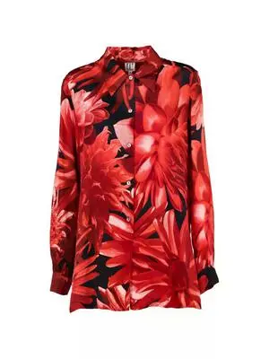 MONDRAIN Floral Print Long Sleeve Shirt - Red
