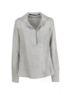 Richard Tyler V-neck Long-sleeve Blouse - Grey