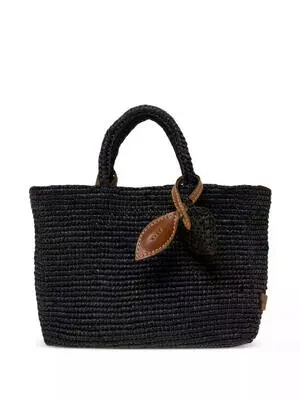 AFAR Woven Leaf-charm Tote Bag - Black