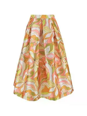 LUNATICA MILANO Groovy Floral-print Midi Skirt - Orange