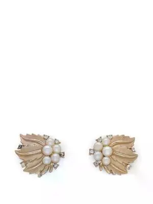 TRIFARI Faux Pearl Leaf Earrings