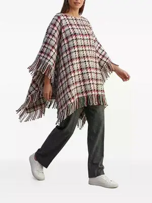 Ermanno Scervino Check Fringed Poncho