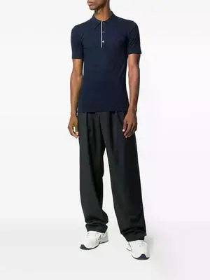 Helmut Lang Contrasting Placket Polo Shirt - Blue