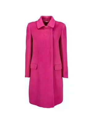 Helmut Lang Fuchsia Textured Concealed Front Flap-pocket Coat - Pink