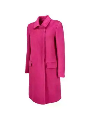 Helmut Lang Fuchsia Textured Concealed Front Flap-pocket Coat
