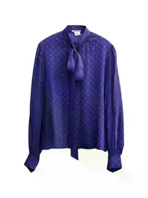 Saint Laurent 1970s Floral-print Lavalliere Blouse - Blue