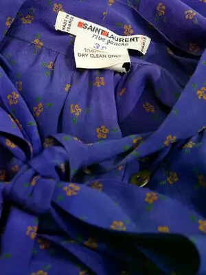 Saint Laurent 1970s Floral-print Lavalliere Blouse