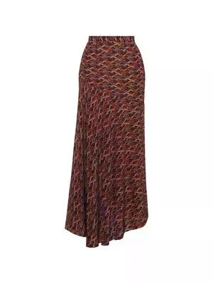 Adam Lippes Tess Geometric-print Midi Skirt - Brown