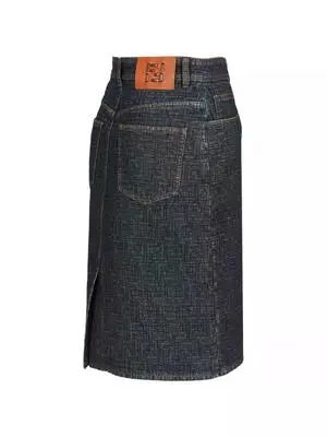 Fendi Ff Denim A-line Skirt