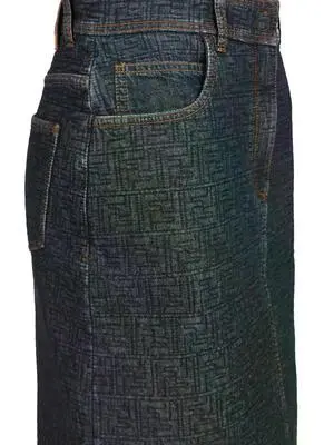 Fendi Ff Denim A-line Skirt