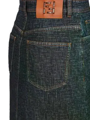 Fendi Ff Denim A-line Skirt