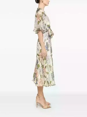 NISSA Floral Print Silk Dress