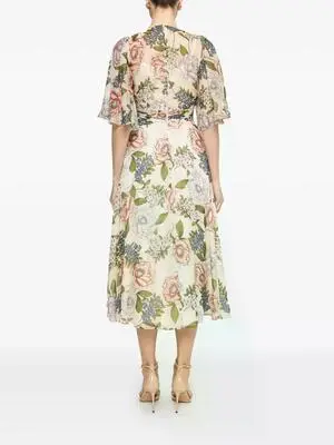 NISSA Floral Print Silk Dress