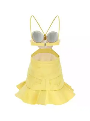 Rabanne Cut-out Flounce-hem Mini Dress - Yellow