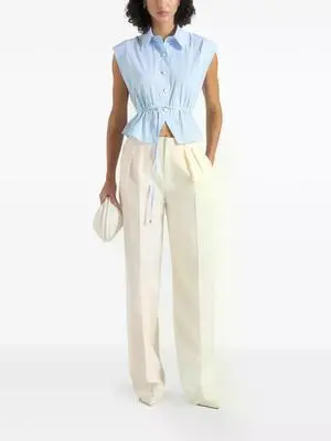 Manière De Voir Tailored Stripe Sleeveless Cropped Shirt With Waist Tie