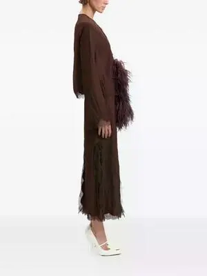16Arlington Simi Lace-trimmed Satin Midi Skirt - Brown