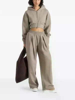 Manière De Voir Cropped Zip Hoodie With Exaggerated Hood - Neutrals