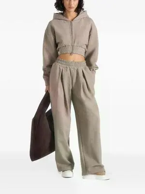 Manière De Voir Cropped Zip Hoodie With Exaggerated Hood - Neutrals
