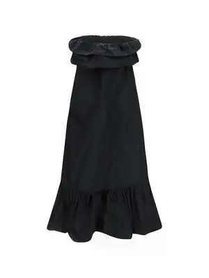 Saint Laurent Ruched Bodice Technical Canvas Maxi Dress