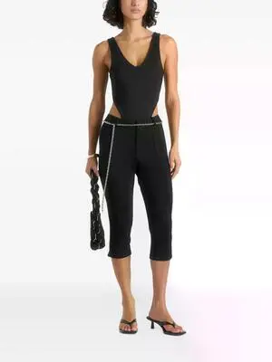 Manière De Voir Capri Leggings With Chain Detail - Black