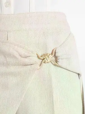 Manière De Voir Green Wrap Tailored Trousers With Gold Hardware