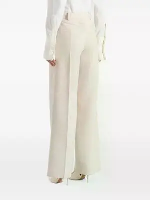 Manière De Voir Green Wrap Tailored Trousers With Gold Hardware - Neutrals