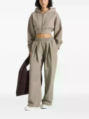 Manière De Voir Manier De Voir Taupe High-rise Wide-leg Pleated Joggers - Neutrals