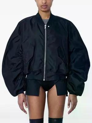 Rick Owens Jumbo Flight Ruched-sleeve Oversized Bomber Jacket - Black