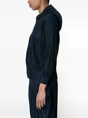 Issey Miyake Pleated Hooded Jacket - Black