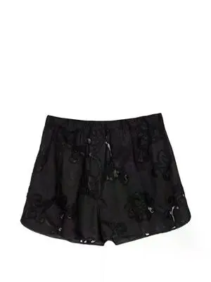 SEMICOUTURE Embroidered Poplin Shorts - Black