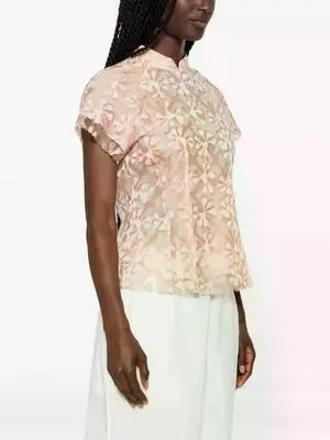 HUI HUI Embroidered Mesh Blouse