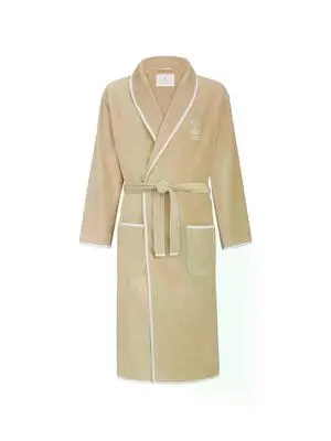 Brunello Cucinelli Cotton Terrycloth Bathrobe With Linen Trims - Neutrals