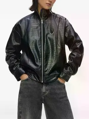 Karl Lagerfeld Karlism Croc-effect Bomber Jacket - Black