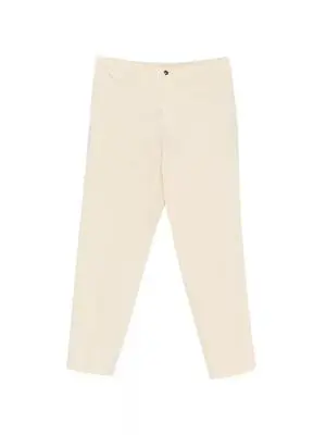 DELL'OGLIO Cream Beige Belt Loops Front Button Trousers