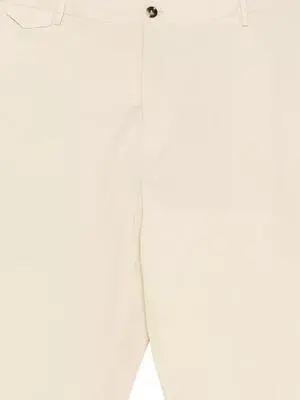 DELL'OGLIO Cream Beige Belt Loops Front Button Trousers