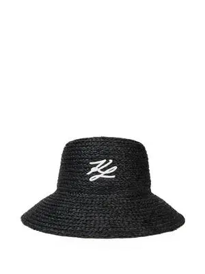 Karl Lagerfeld Raffia Bucket Hat - Black