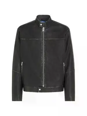 Karl Lagerfeld Distressed Slogan Print Zip-up Jacket - Black