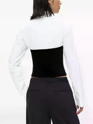 Karl Lagerfeld Cropped Hook-and-eye Poplin Blouse