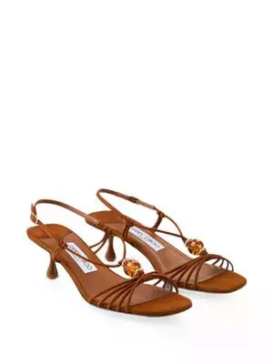 JIMMY CHOO Lova 50 Tan Mix Suede Sandals With Beads