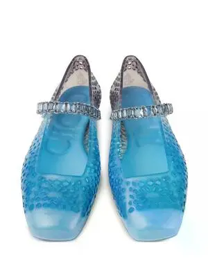 JIMMY CHOO Jelly Ballet Flats With Crystal Embellishment - Blue