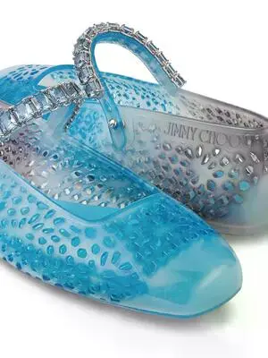 JIMMY CHOO Jelly Ballet Flats With Crystal Embellishment - Blue