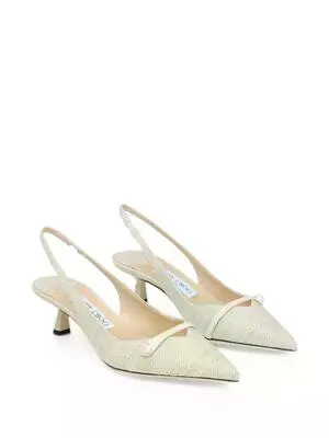 JIMMY CHOO Amita 45 Raffia Slingback Pumps