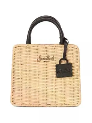 MC2 SAINT BARTH Woven Logo Plaque Shoulder Bag - Neutrals