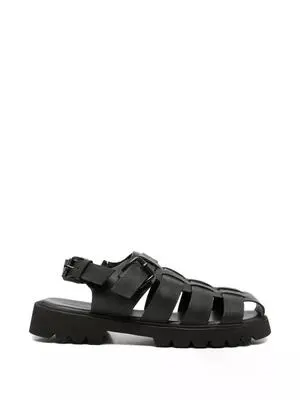 SERGIO MORETTI FIRENZE Leather Caged Sandals - Black