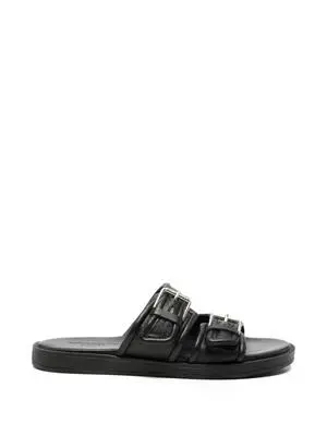 SERGIO MORETTI FIRENZE Leather Buckle-fastening Sandals - Black