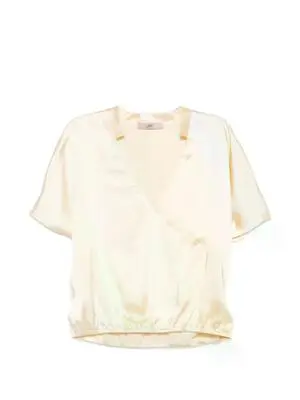 CARLA G. Satin Wrap Top - Neutrals