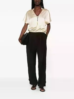 CARLA G. Satin Wrap Top